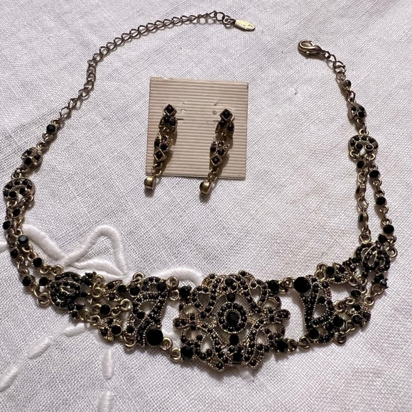 Vclm | Jewelry | Vclm Rare Victorian Choker Necklace Earrings Black ...
